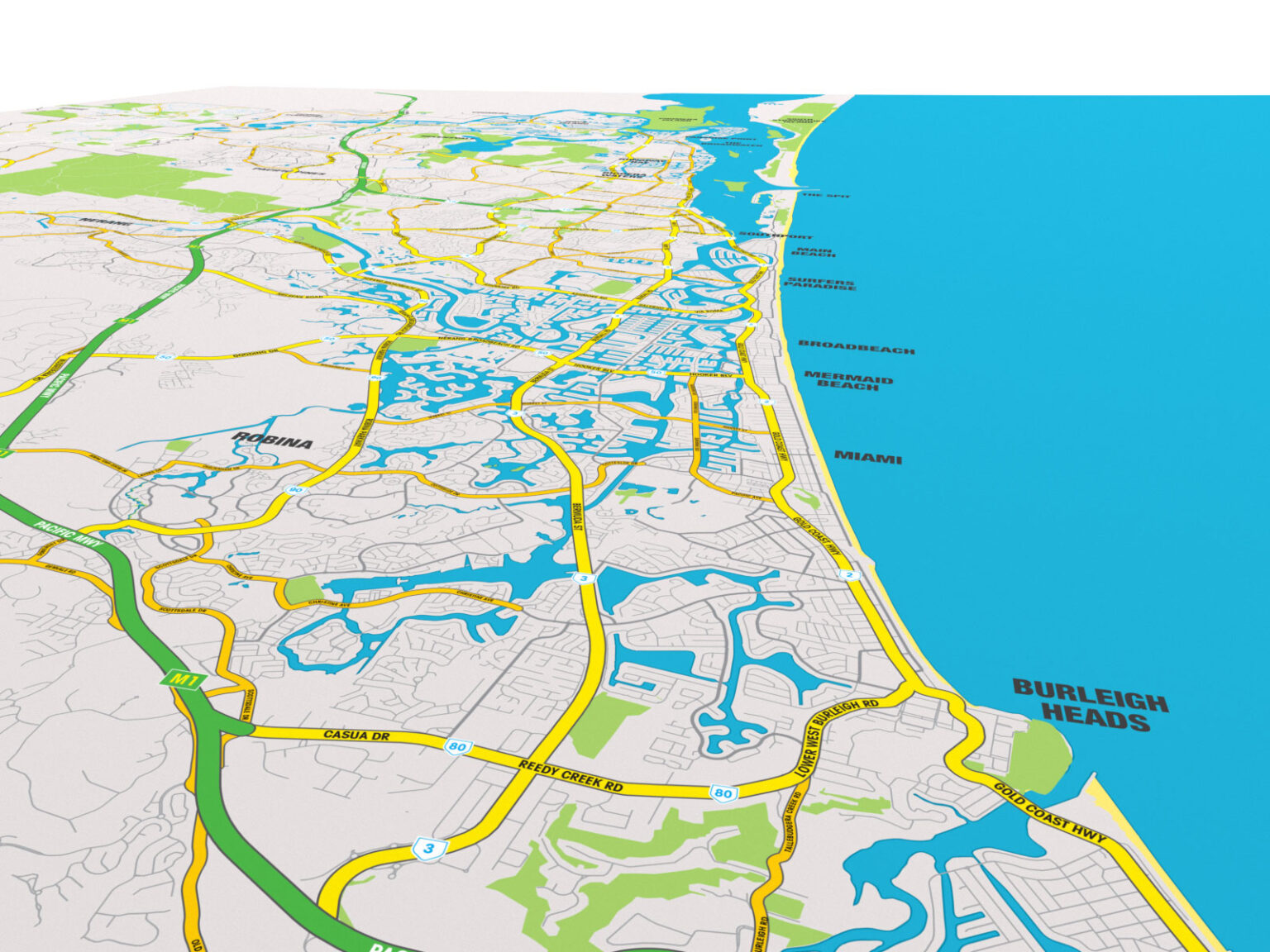 Gold Coast tourist map for print and online - Doug Illustration