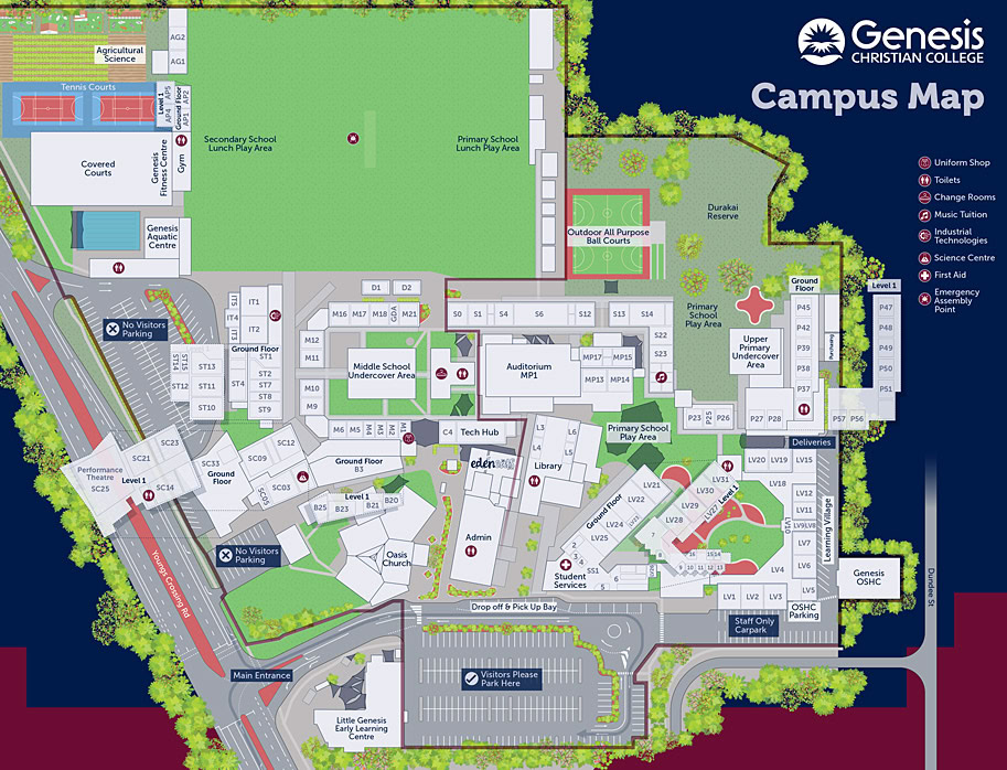 Genesis Christian College Campus Custom Map - Doug Illustration