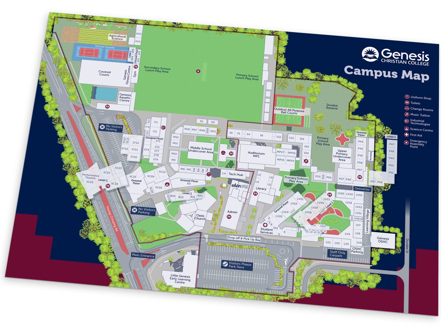Genesis Christian College Campus Custom Map - Doug Illustration